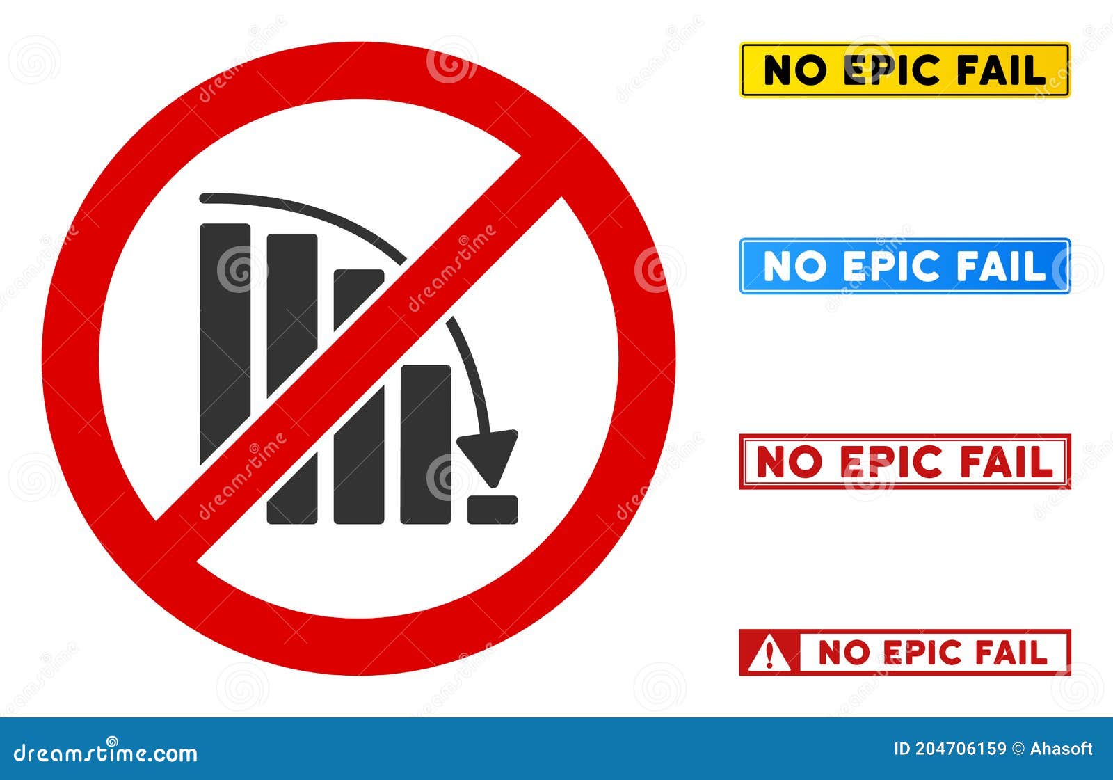 Flat Vector No Epic Fail Sign with Texts in Rectangular Frames Stock ...