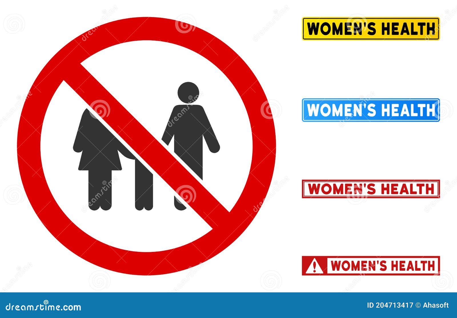 Flat Vector No Family Sign with Phrases in Rectangular Frames Stock ...