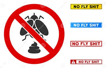 Flat Vector No Fly Shit Sign with Captions in Rectangular Frames Stock ...