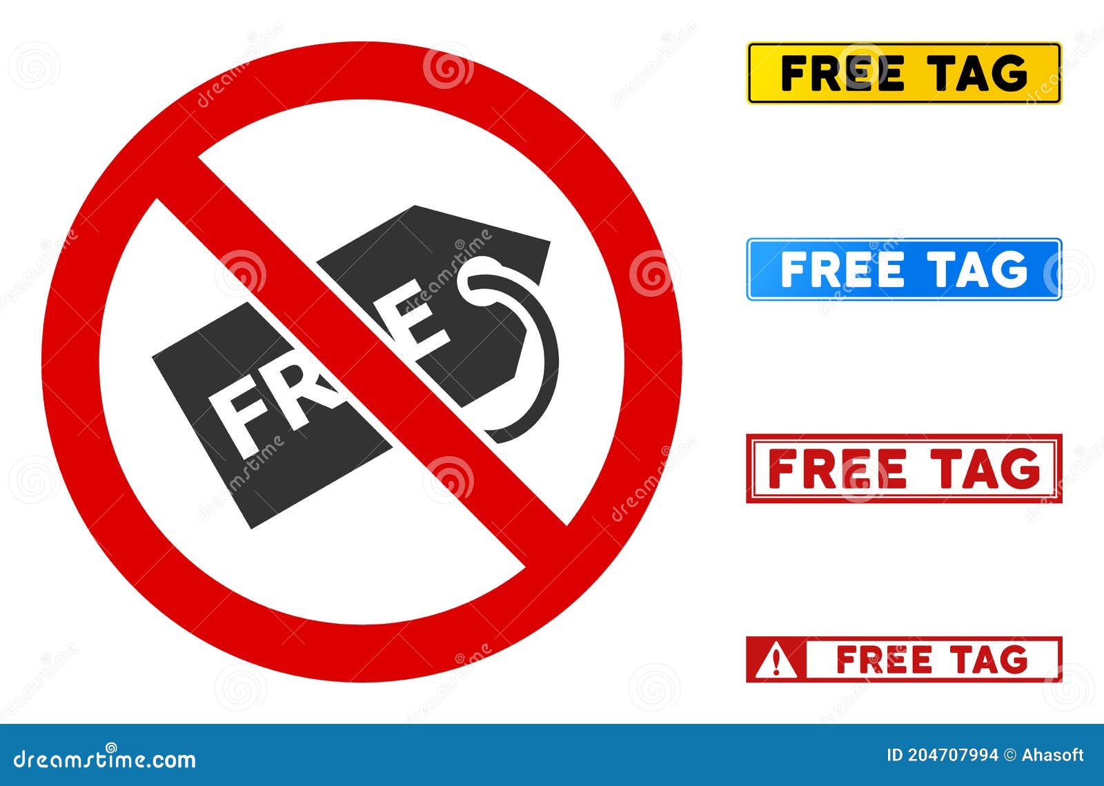 Flat Vector No Free Tag Sign with Captions in Rectangle Frames Stock ...