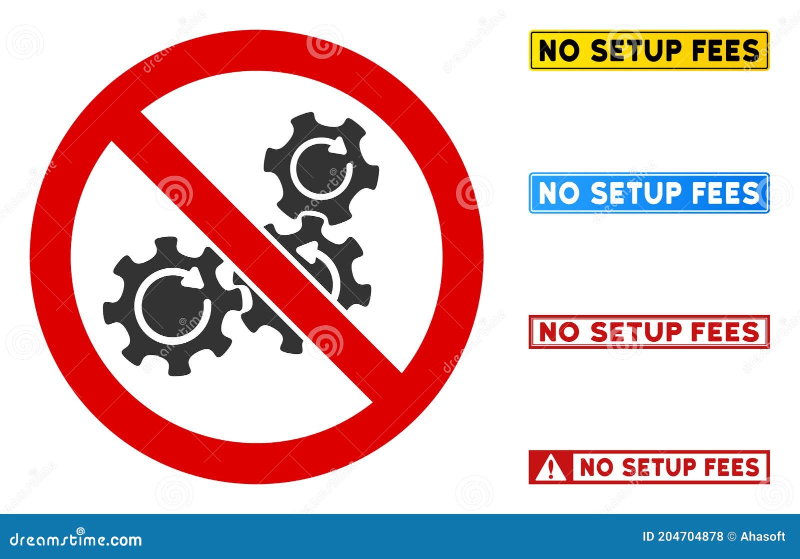 Flat Vector No Gear Rotation Sign with Phrases in Rectangular Frames ...