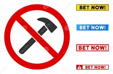 Flat Vector No Hammer Sign with Messages in Rectangular Frames Stock ...