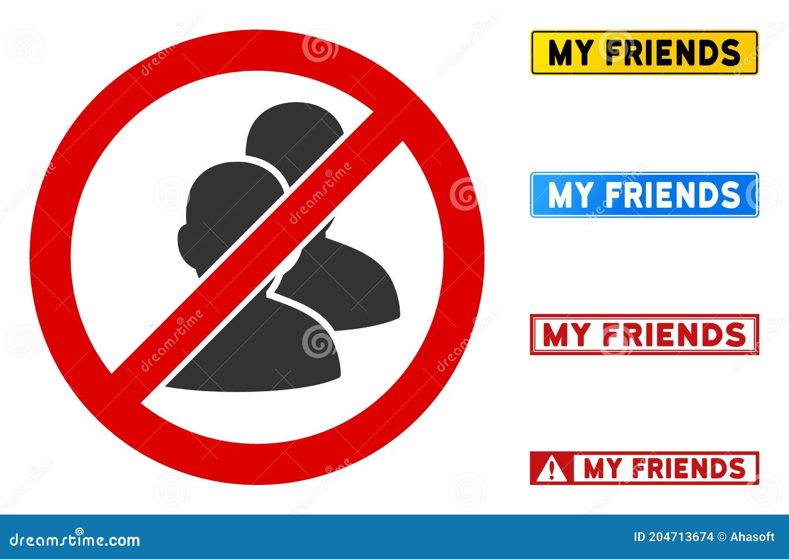 Flat Vector No Humans Sign with Messages in Rectangle Frames Stock ...