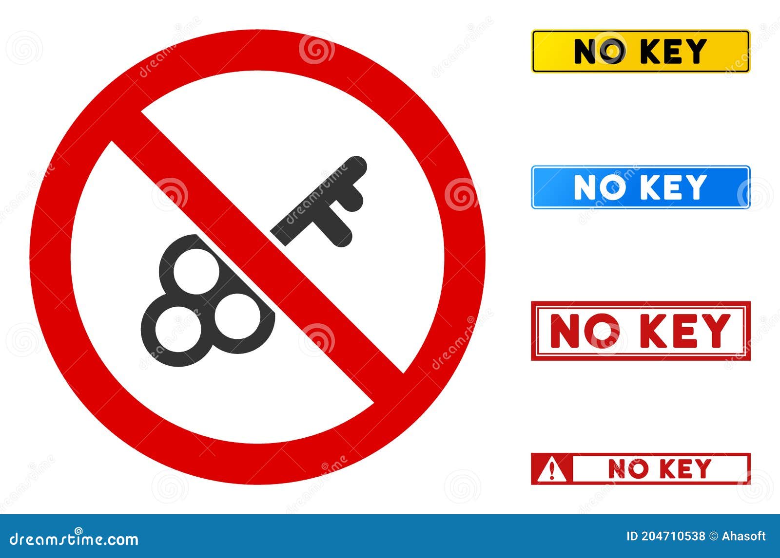 Flat Vector No Key Sign with Titles in Rectangle Frames Stock Vector ...