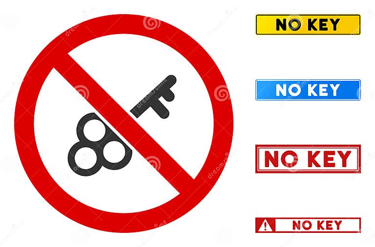 Flat Vector No Key Sign with Titles in Rectangle Frames Stock Vector ...