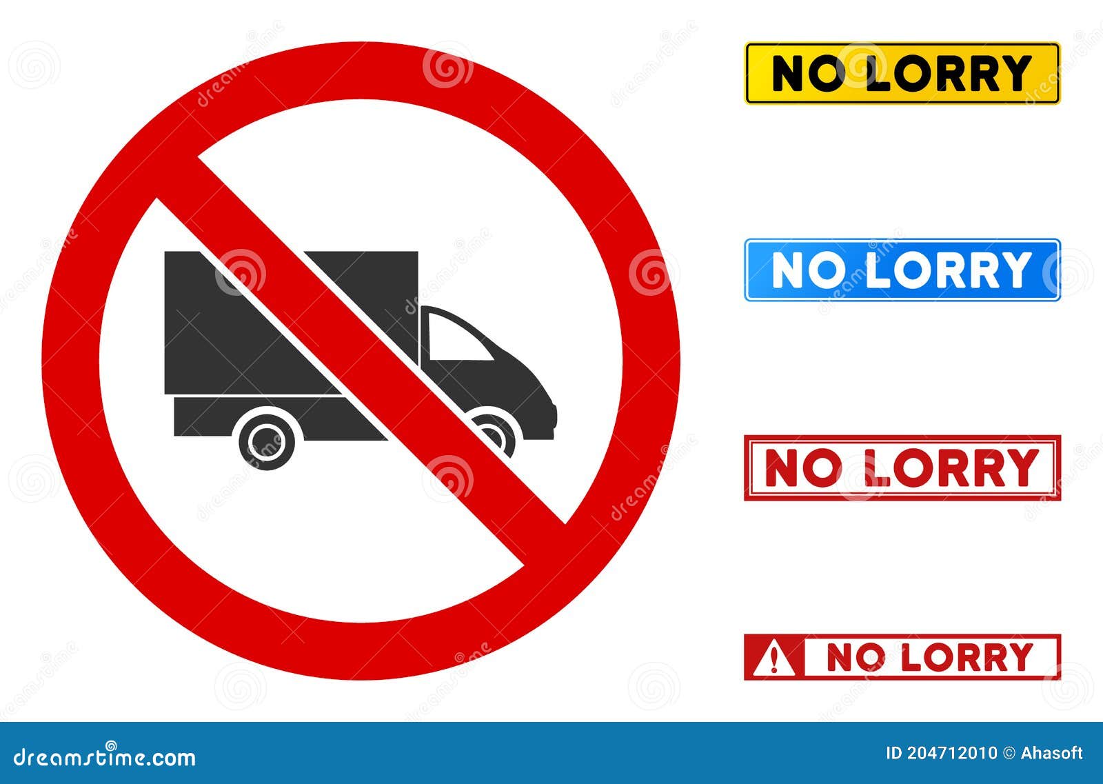 Flat Vector No Lorry Sign with Badges in Rectangular Frames Stock ...