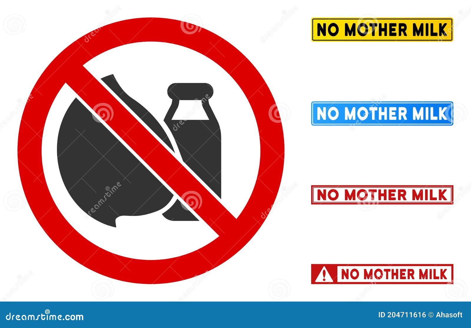 Flat Vector No Mother Milk Sign with Messages in Rectangular Frames ...