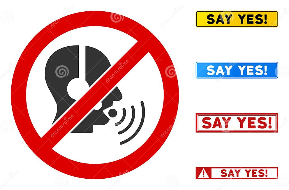 Flat Vector No Operator Speech Sign with Captions in Rectangle Frames ...