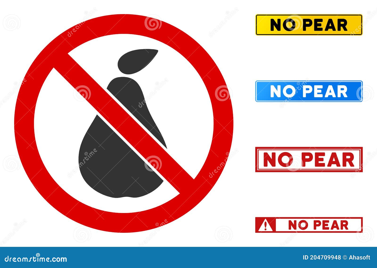 Flat Vector No Pear Sign with Captions in Rectangle Frames Stock Vector ...