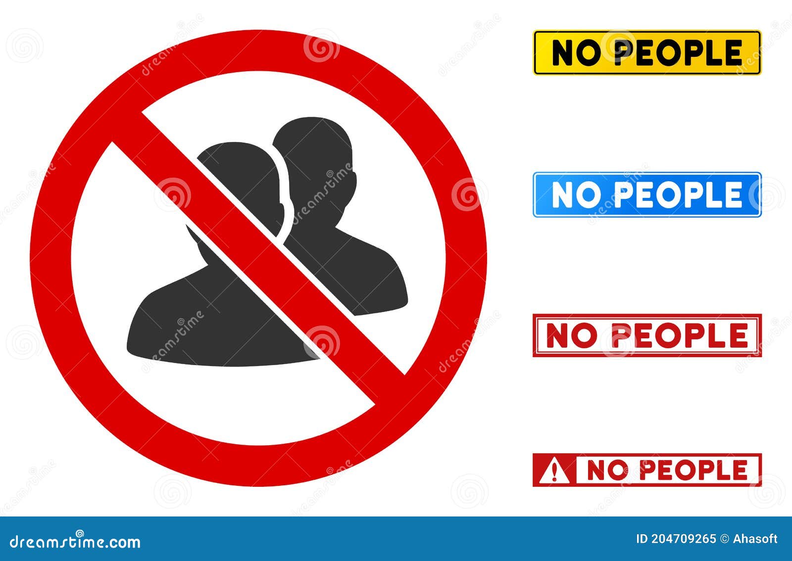 Flat Vector No People Sign with Texts in Rectangular Frames Stock ...