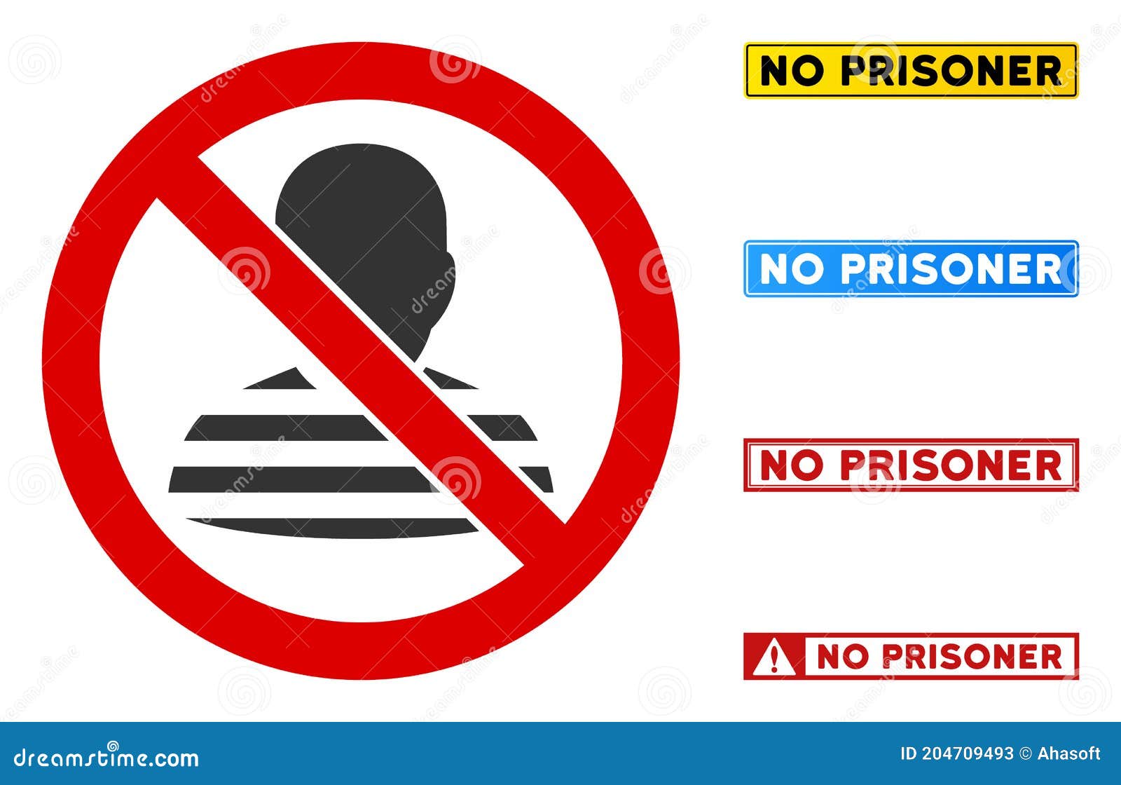 Flat Vector No Prisoner Sign with Words in Rectangular Frames Stock ...