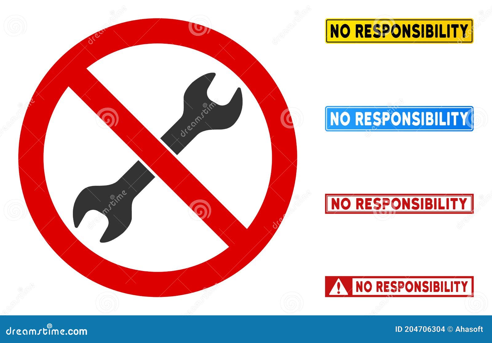 Flat Vector No Repair Tools Sign with Messages in Rectangular Frames ...