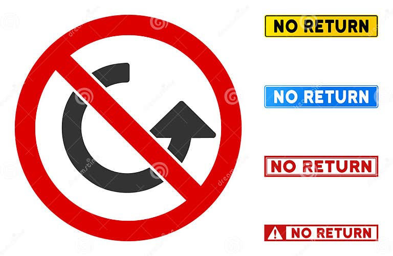 Flat Vector No Return Sign with Phrases in Rectangular Frames Stock ...