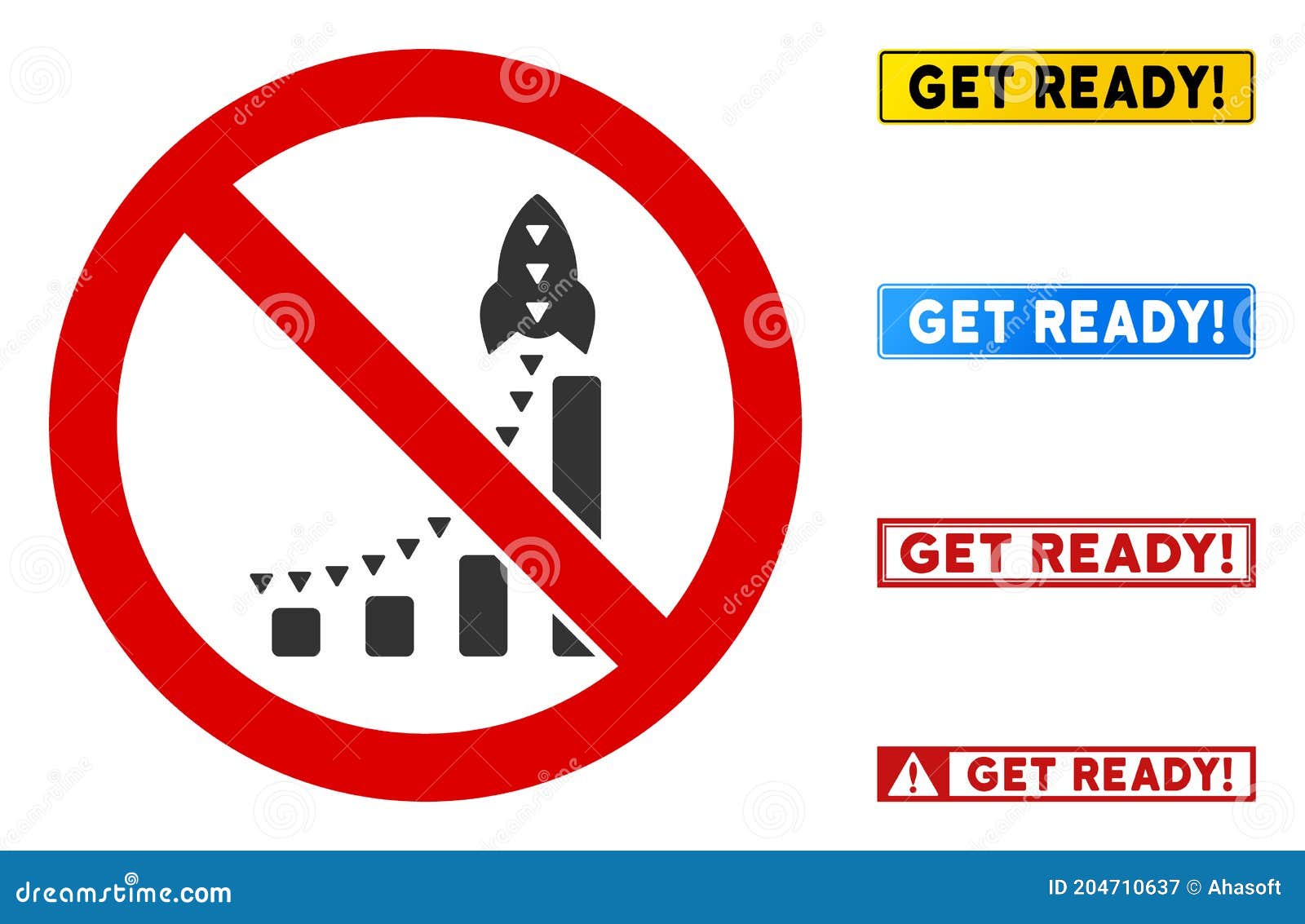 Flat Vector No Rocket Growth Sign with Texts in Rectangular Frames ...