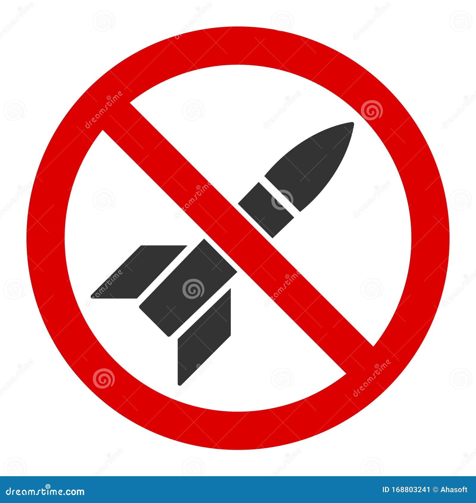 Flat Vector No Rockets Icon Stock Vector - Illustration of prohibited ...