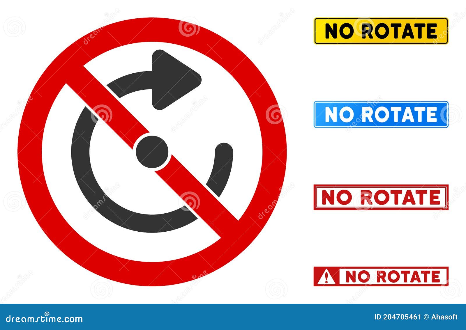 Flat Vector No Rotate Sign with Titles in Rectangular Frames Stock ...