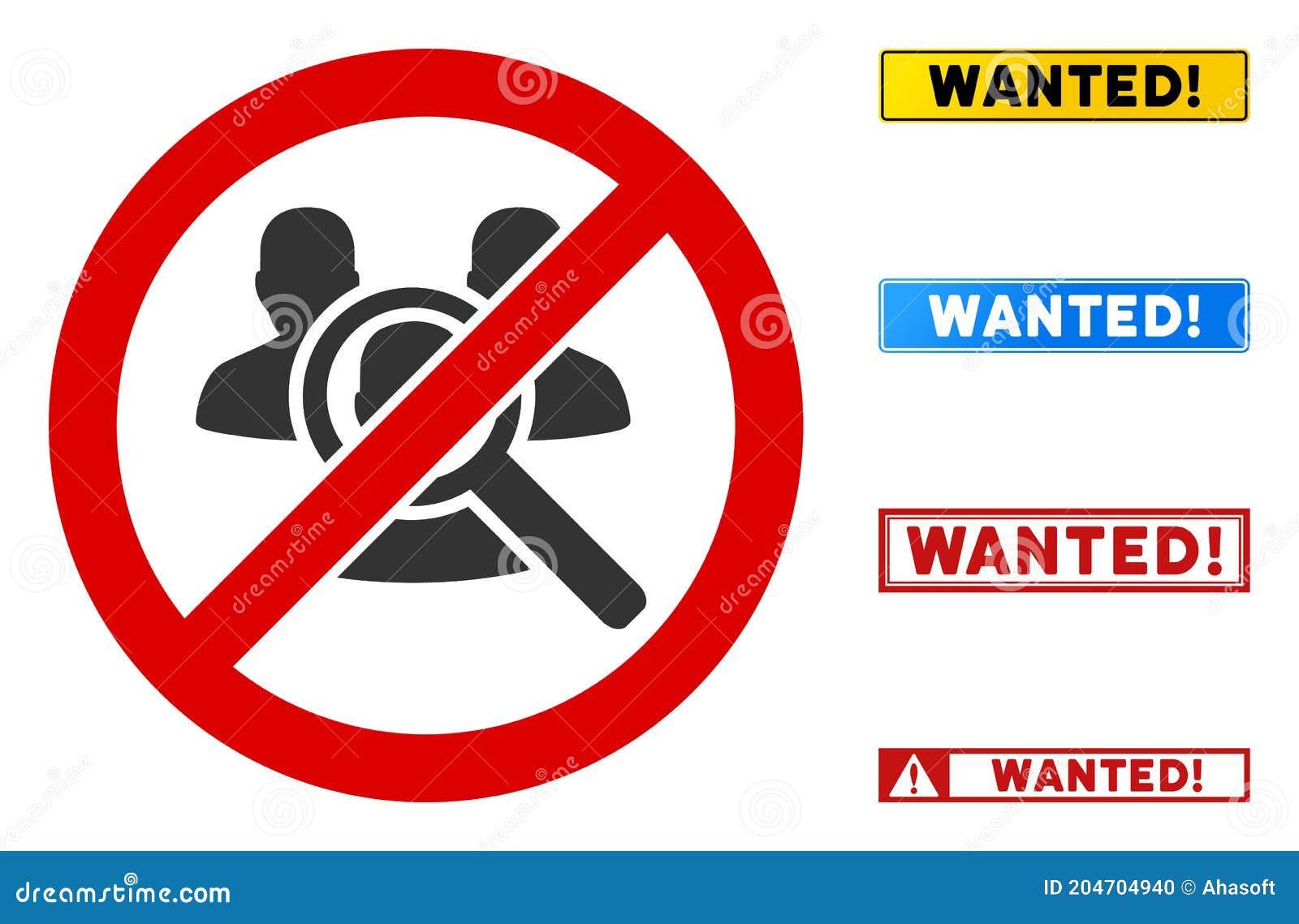 Flat Vector No Search User Sign with Titles in Rectangle Frames Stock ...