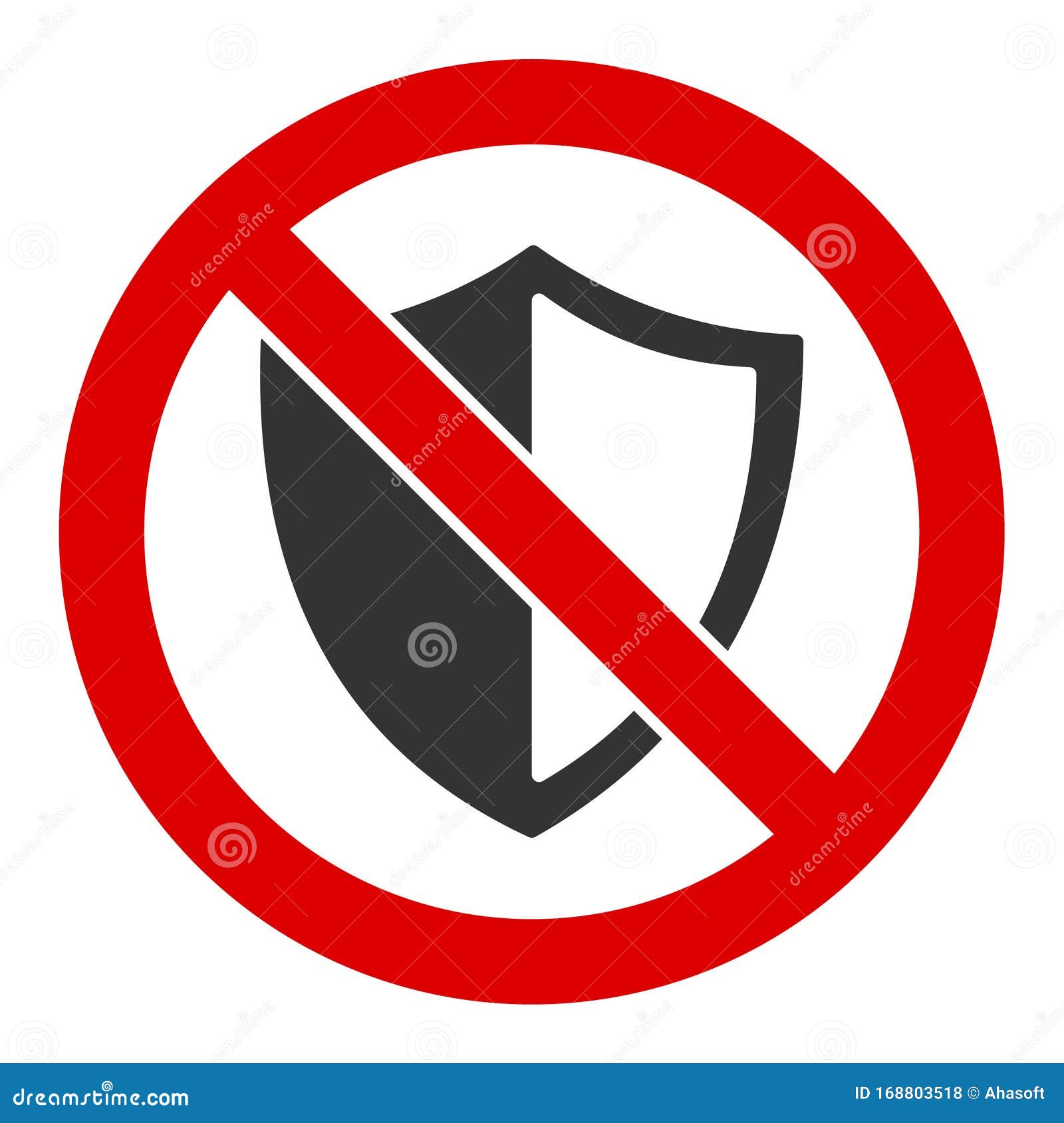 Flat Vector No Shield Icon stock vector. Illustration of flat - 168803518