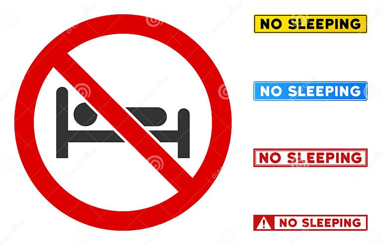 Flat Vector No Sleeping Sign with Texts in Rectangular Frames Stock ...