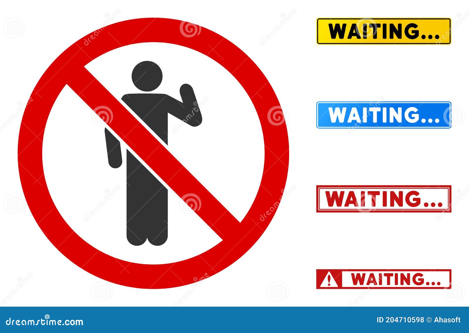 Flat Vector No Standing Person Sign with Badges in Rectangle Frames ...