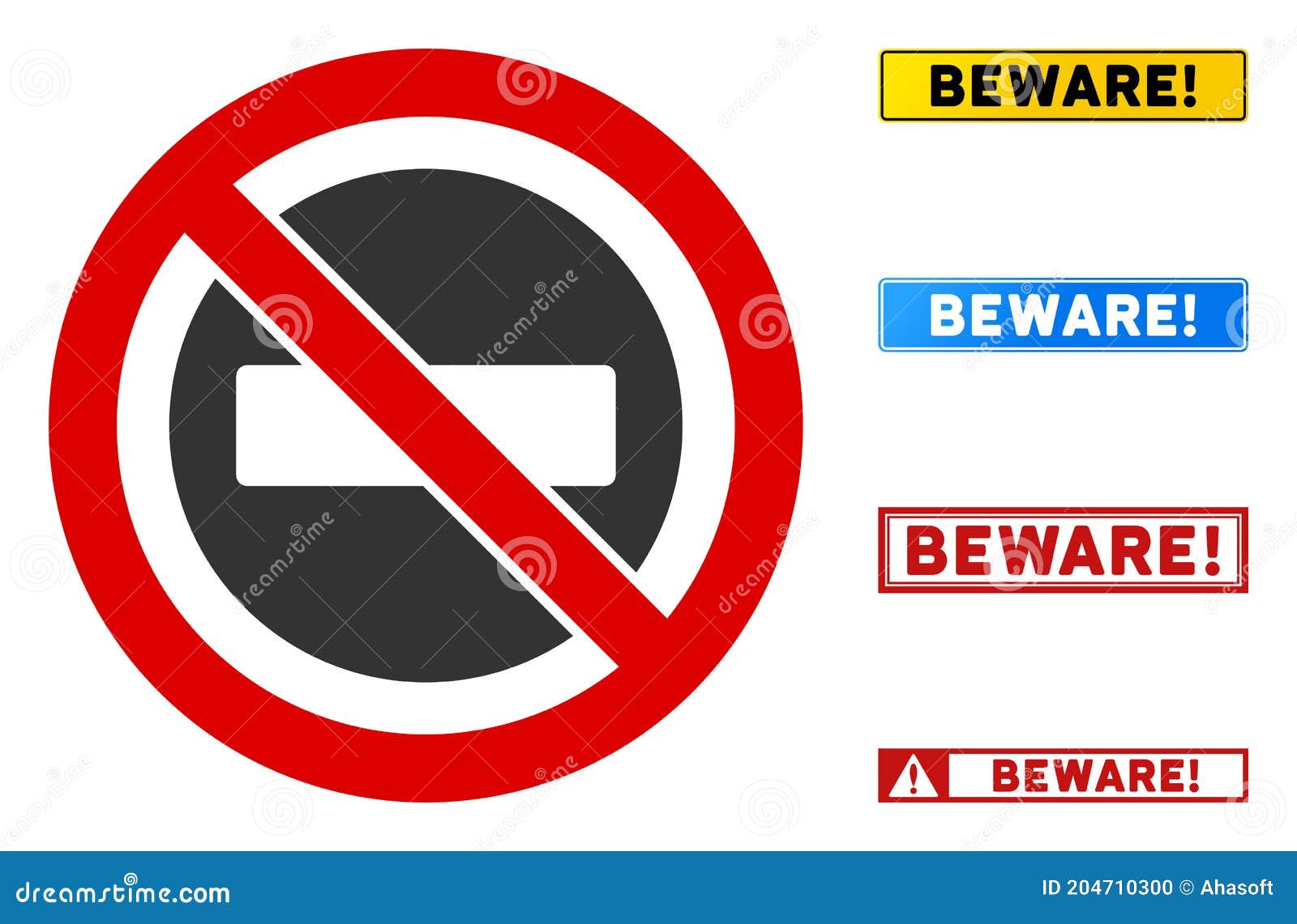 Flat Vector No Stop Sign with Messages in Rectangle Frames Stock Vector ...