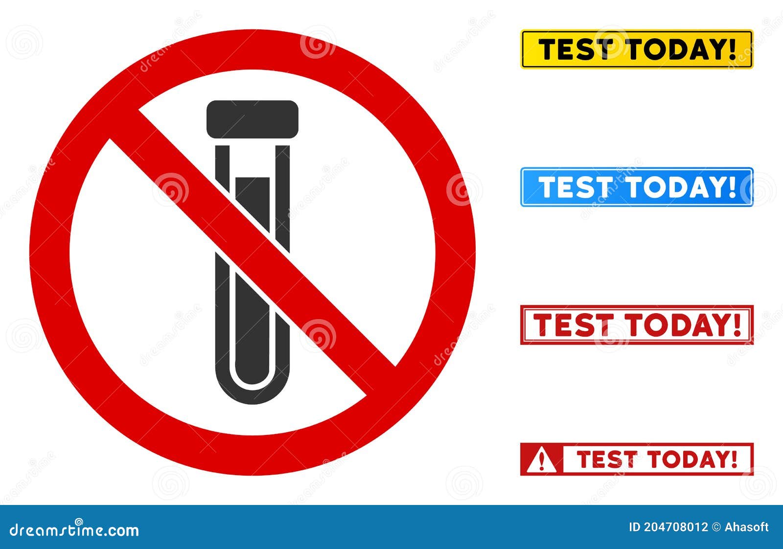 Flat Vector No Test-Tube Sign with Texts in Rectangular Frames Stock ...