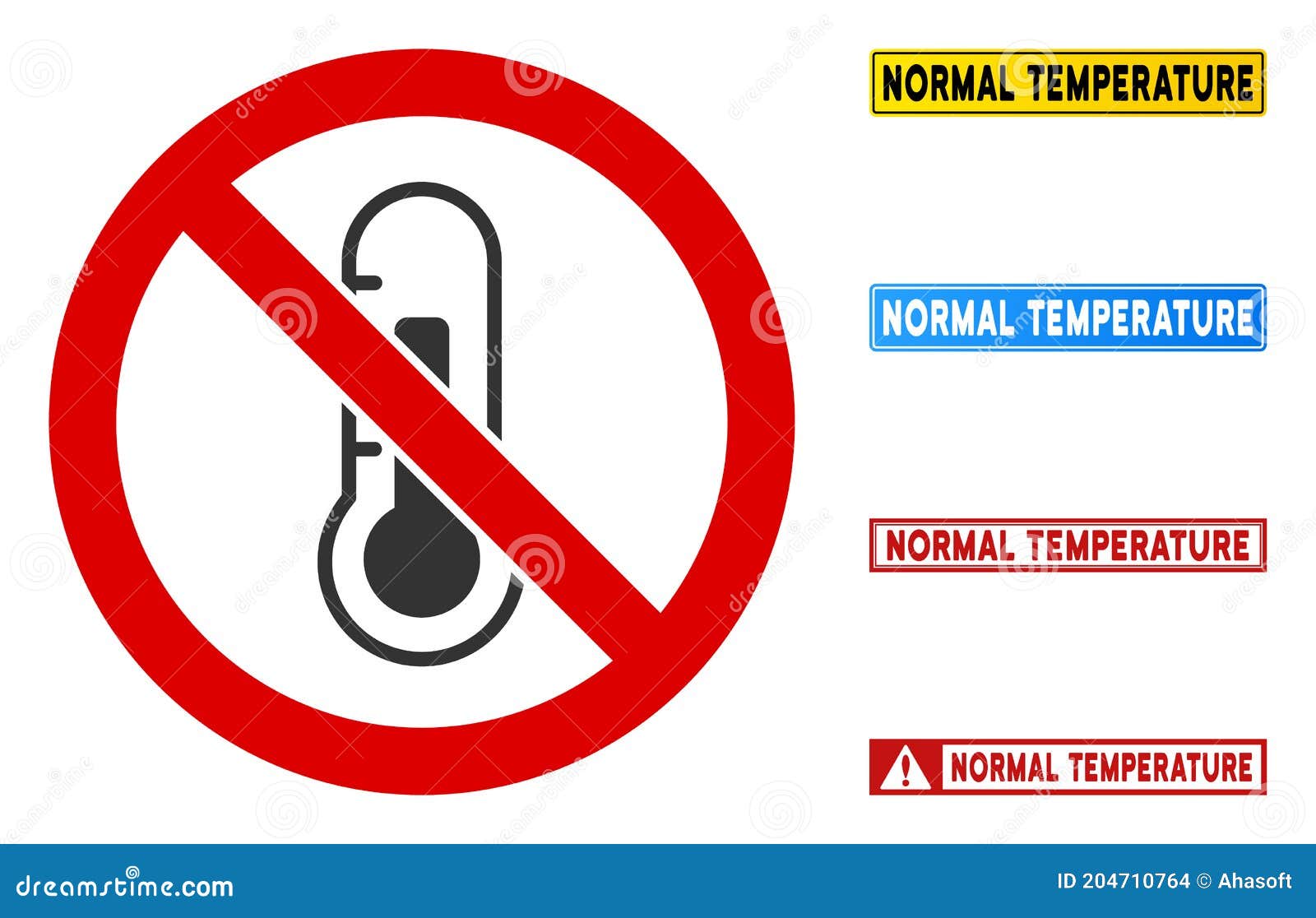 Flat Vector No Thermometer Sign with Phrases in Rectangle Frames Stock ...