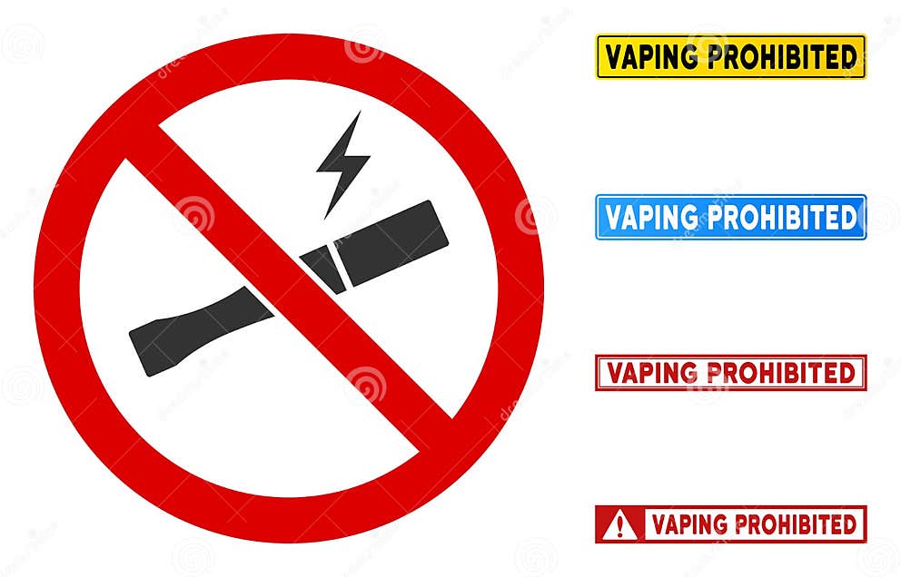 Flat Vector No Vaping Sign with Badges in Rectangular Frames Stock ...