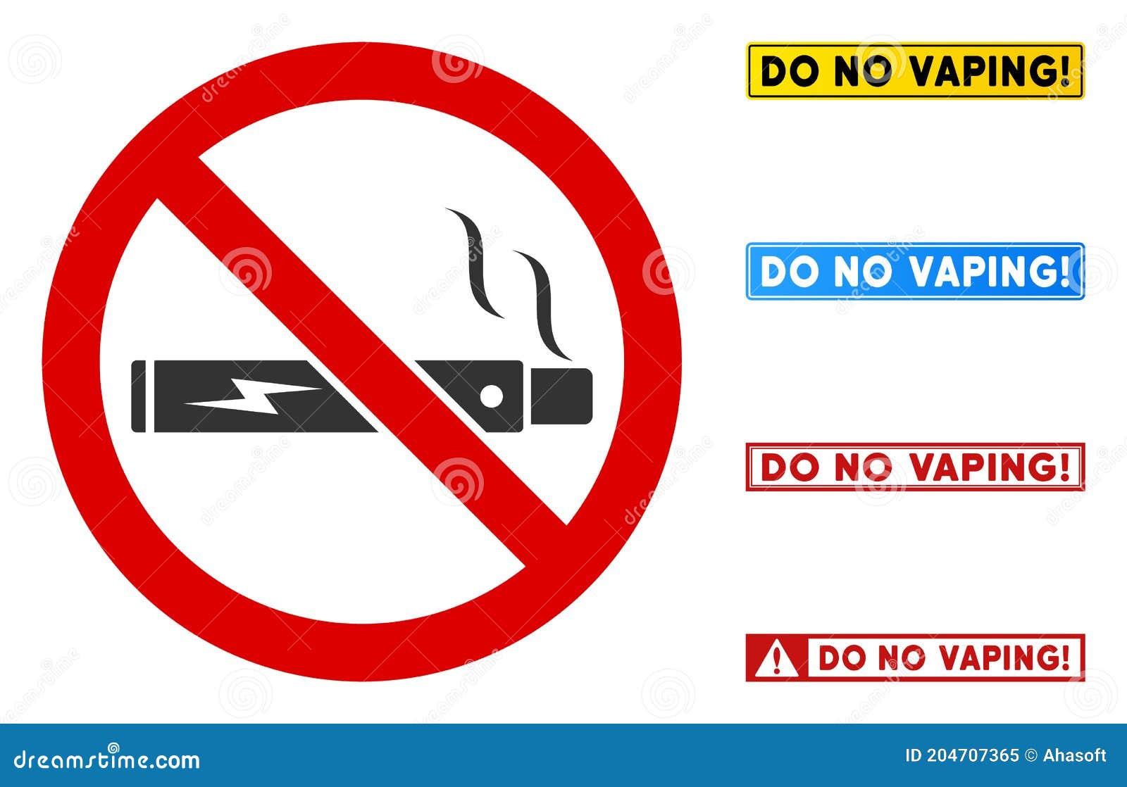 Flat Vector No Vaping Sign with Messages in Rectangle Frames Stock ...
