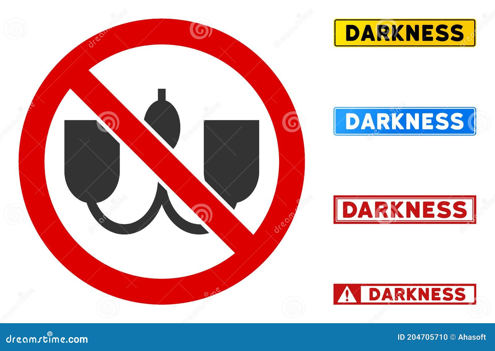 Flat Vector No Wall Light Sign with Phrases in Rectangular Frames Stock ...