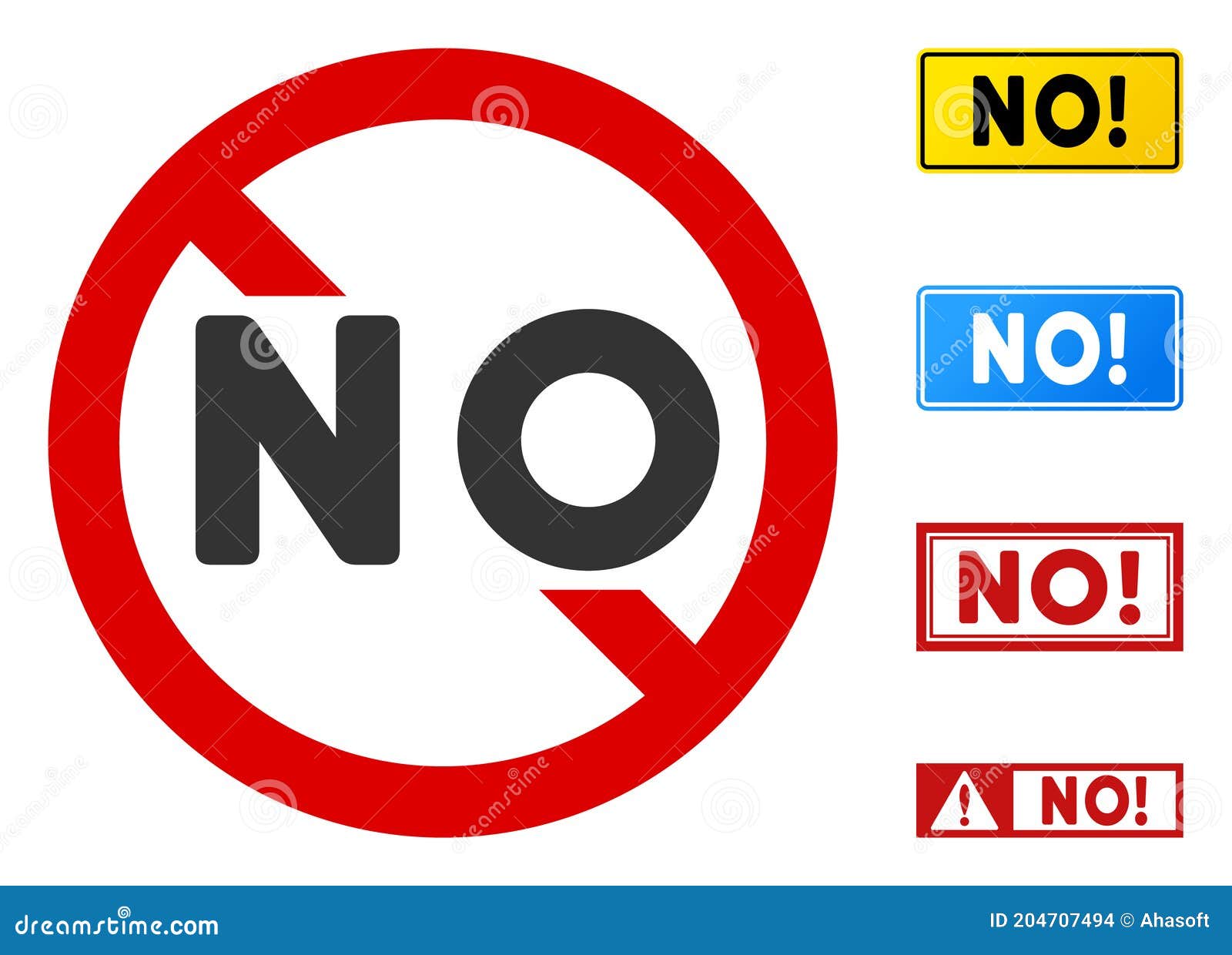 Flat Vector Not No Sign with Phrases in Rectangular Frames Stock Vector ...