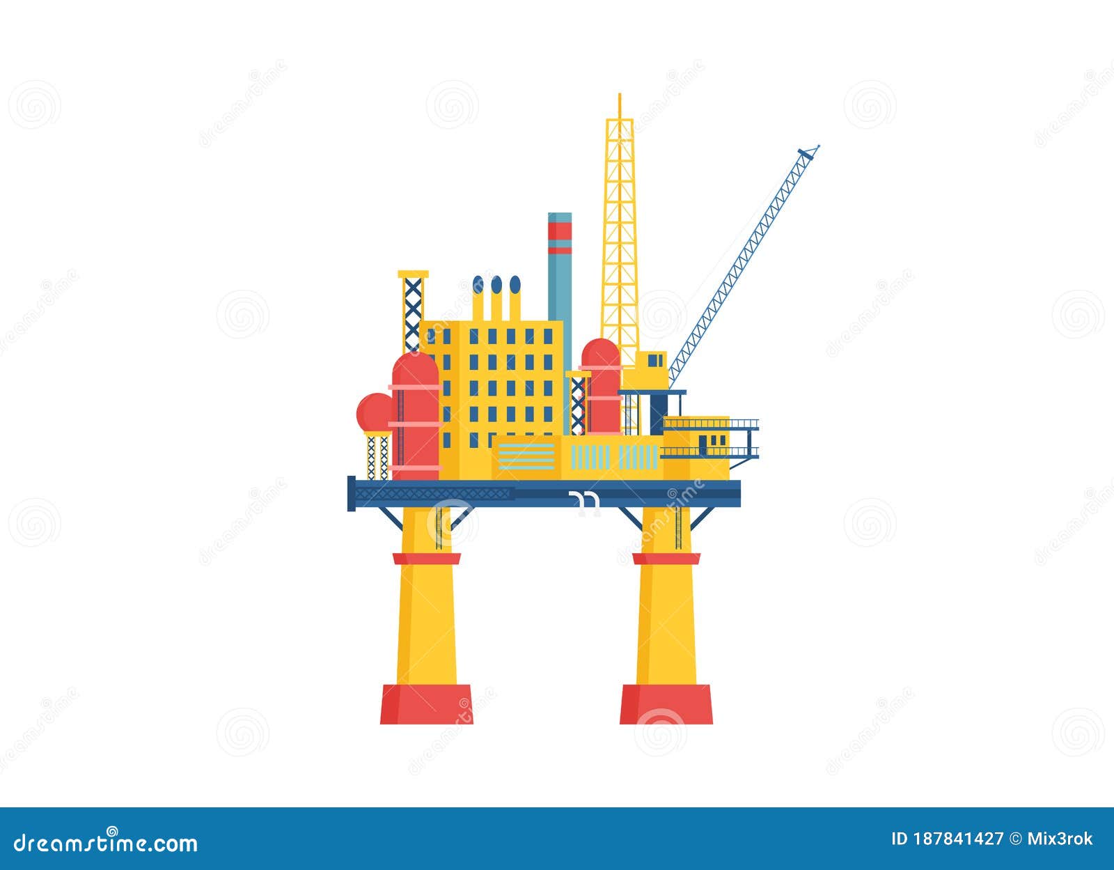 Flat Vector Oil Platform Oil Industry Stock Vector - Illustration of ...