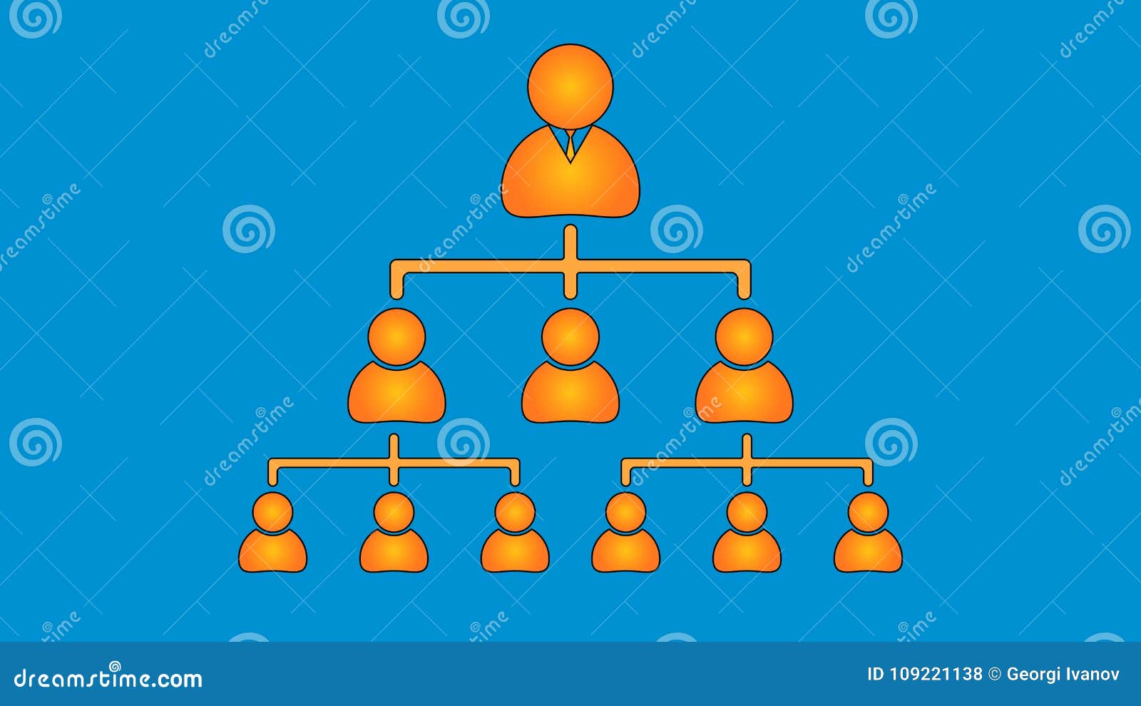 Orange on Blue, Organisation Structure Chart Stock Vector ...