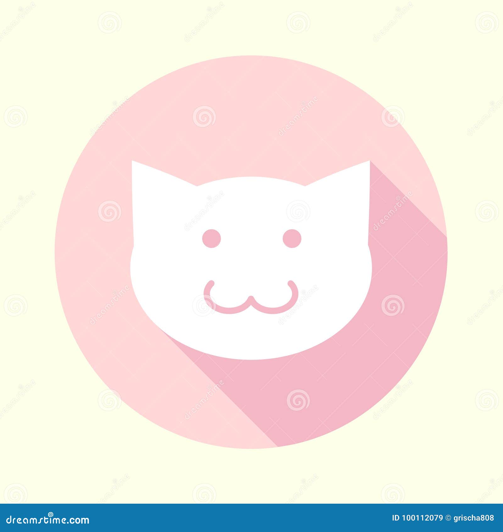 Flat Vector Pastel Pink Cat Icon Stock Vector - Illustration of face ...