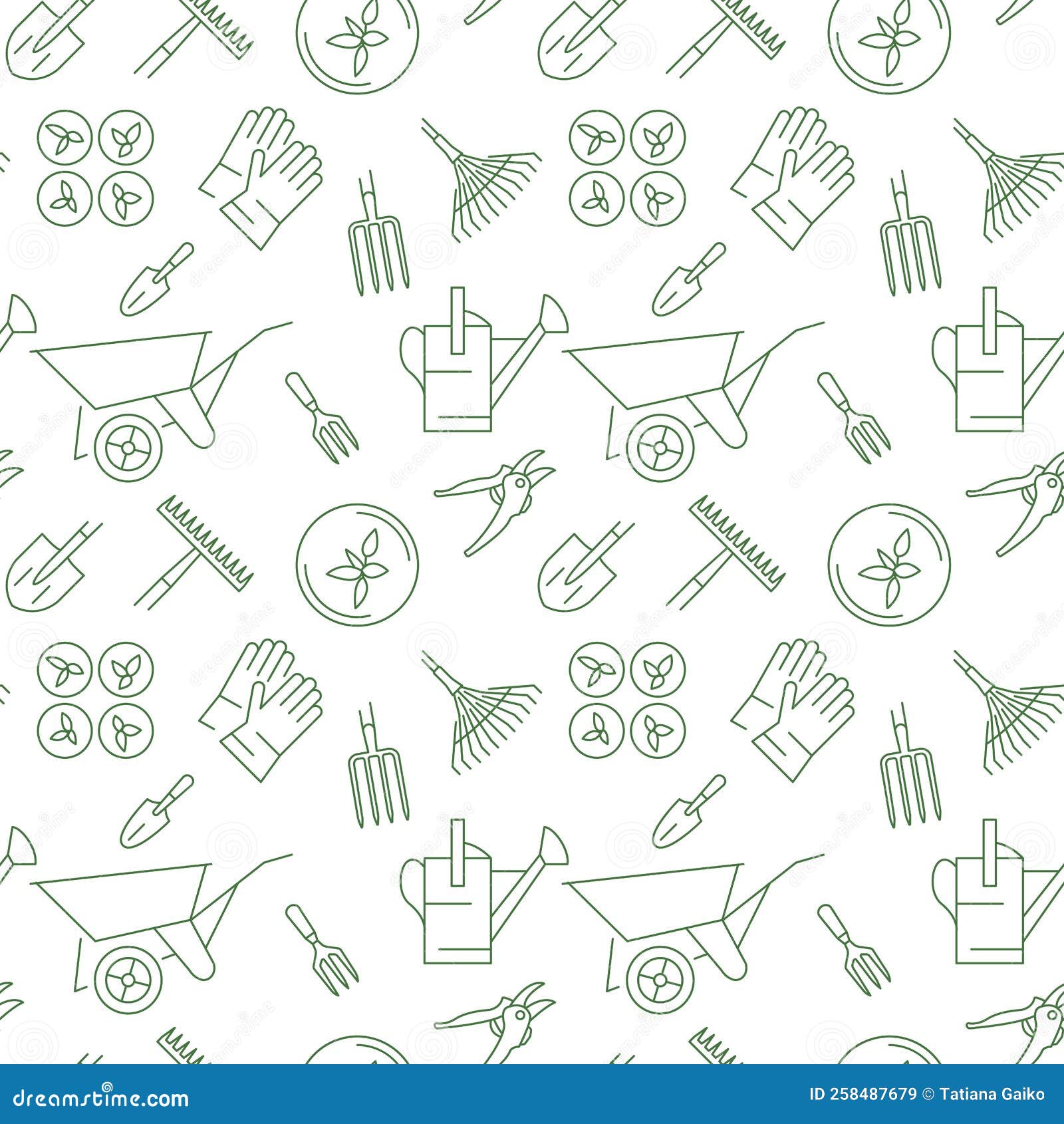 Flat Vector Pattern of Farming or Garden Tools for Placement on the ...