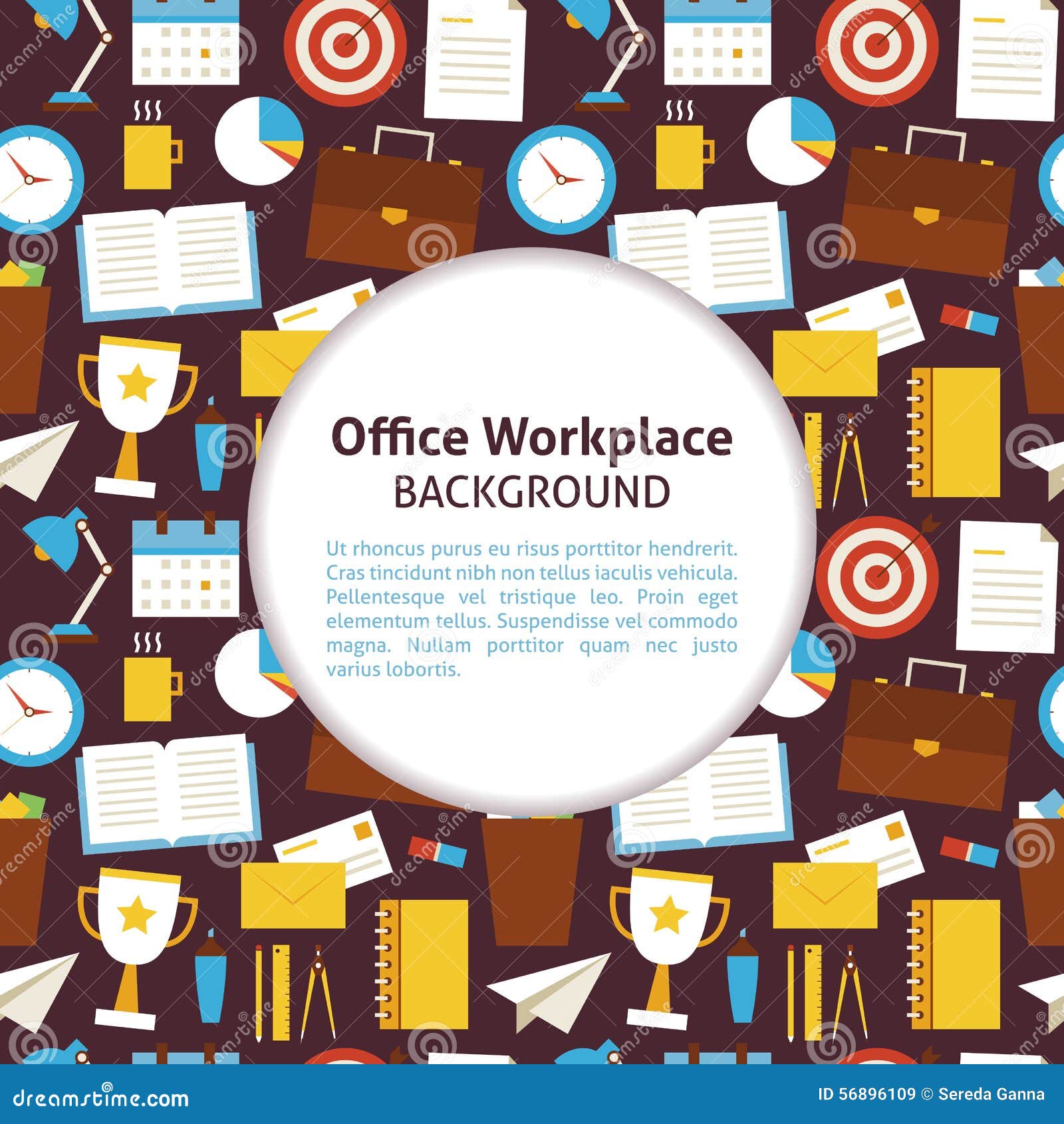 Flat Vector Pattern Office Workplace Background Stock Vector ...
