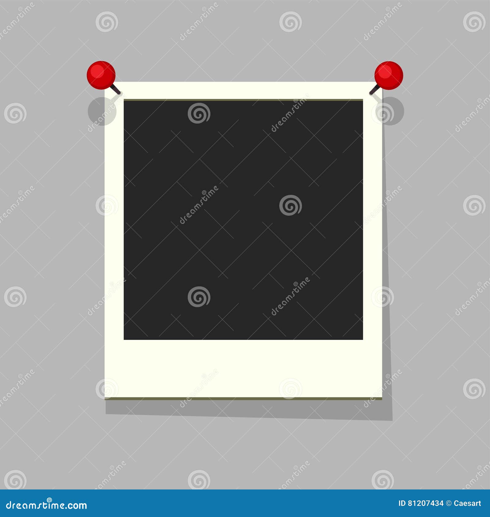 Flat Vector Photo Frame on Red Pin. Template Photo Design, Vector ...