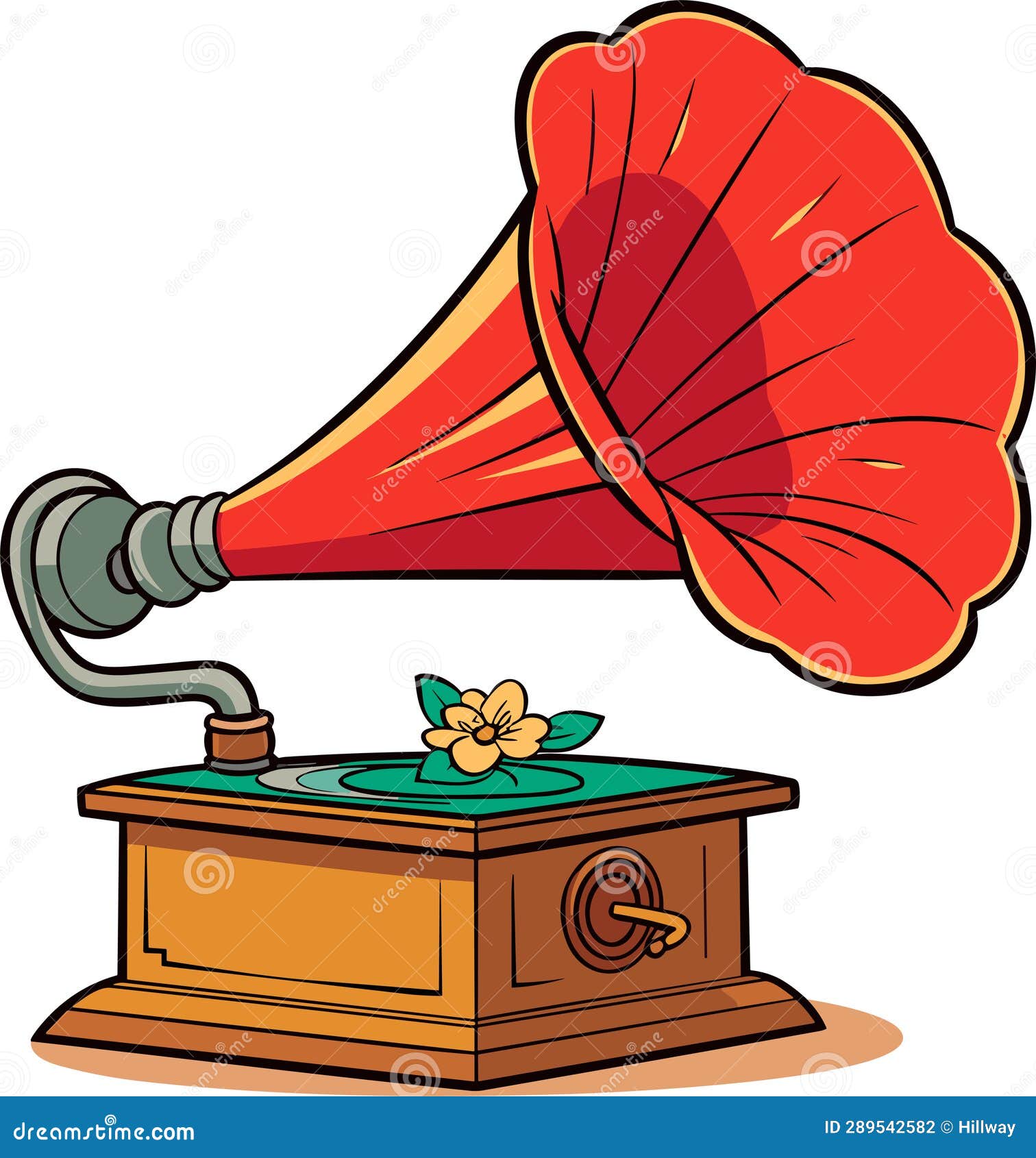 Flat Vector Retro Vintage Gramophone Stock Illustration - Illustration ...