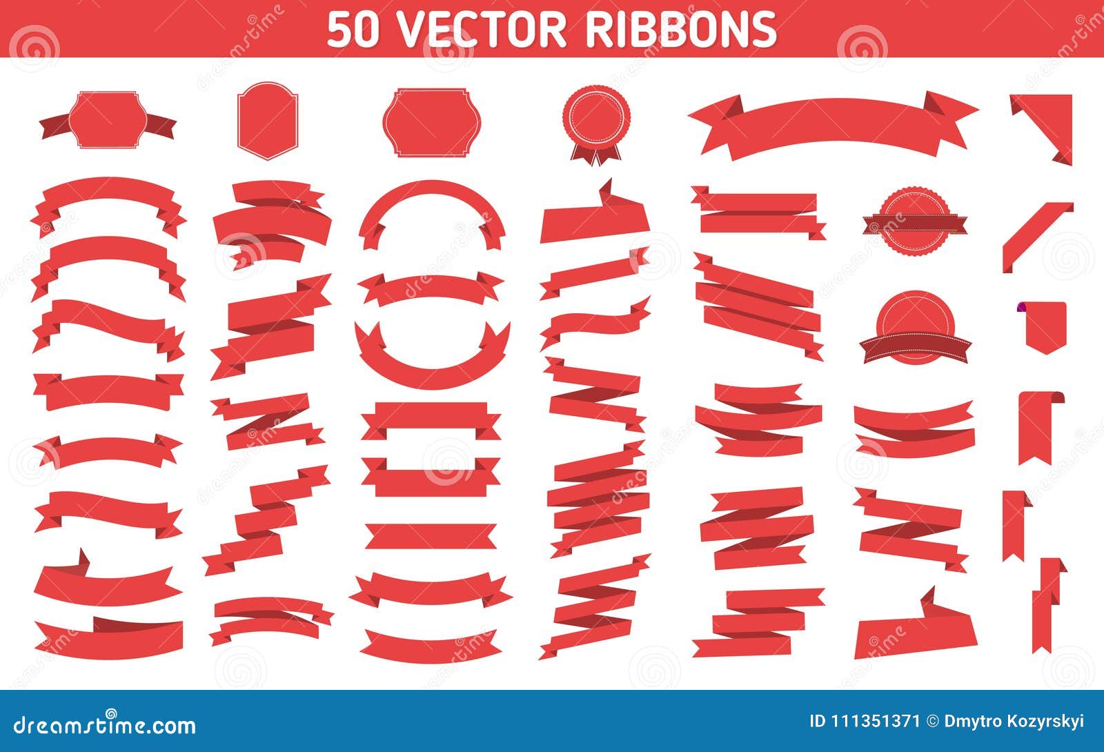 Flat Vector Ribbons Banners Flat Isolated on White Background ...