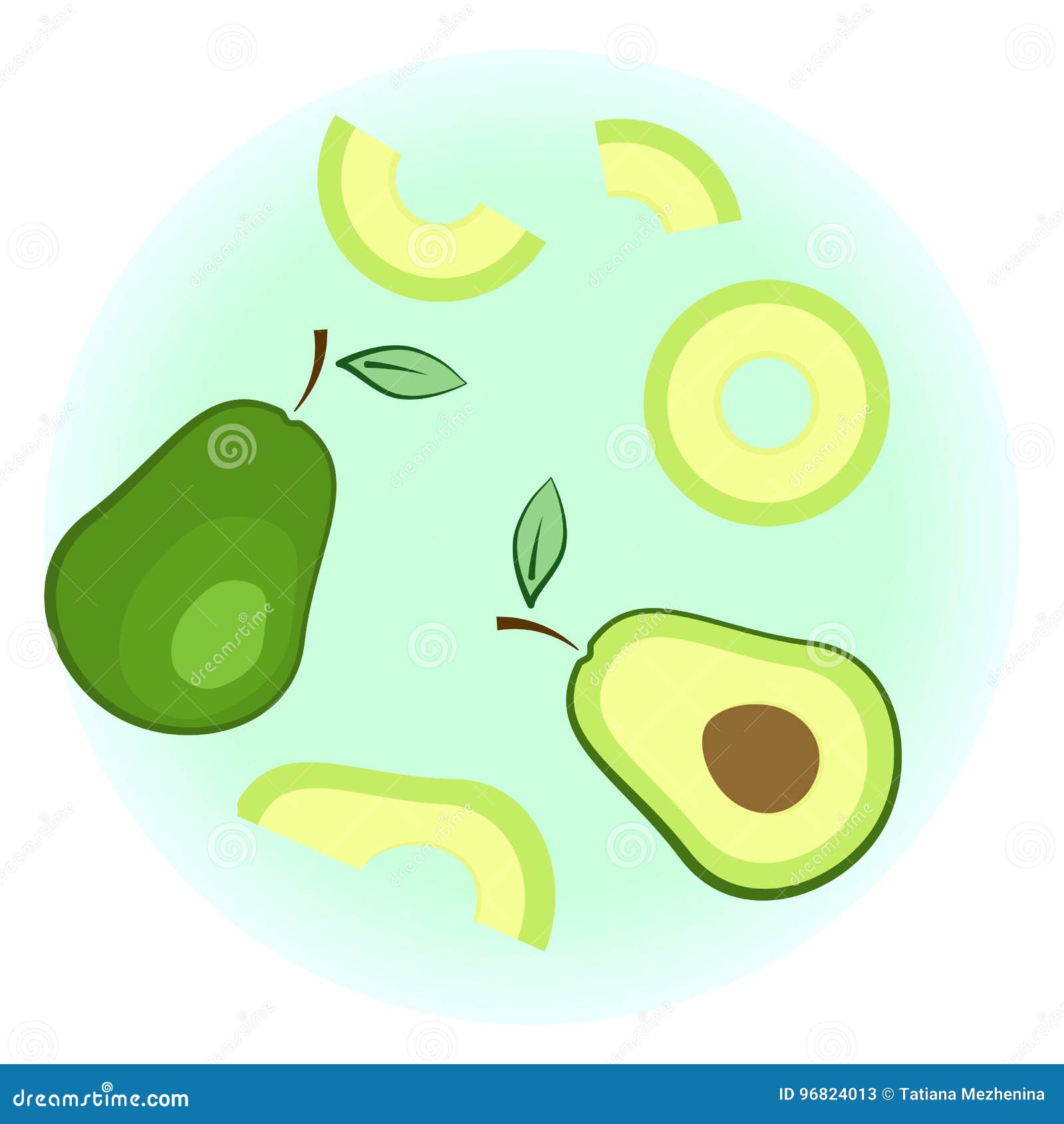 Flat Vector Ripe Avocado Set Stock Vector - Illustration of exotic ...