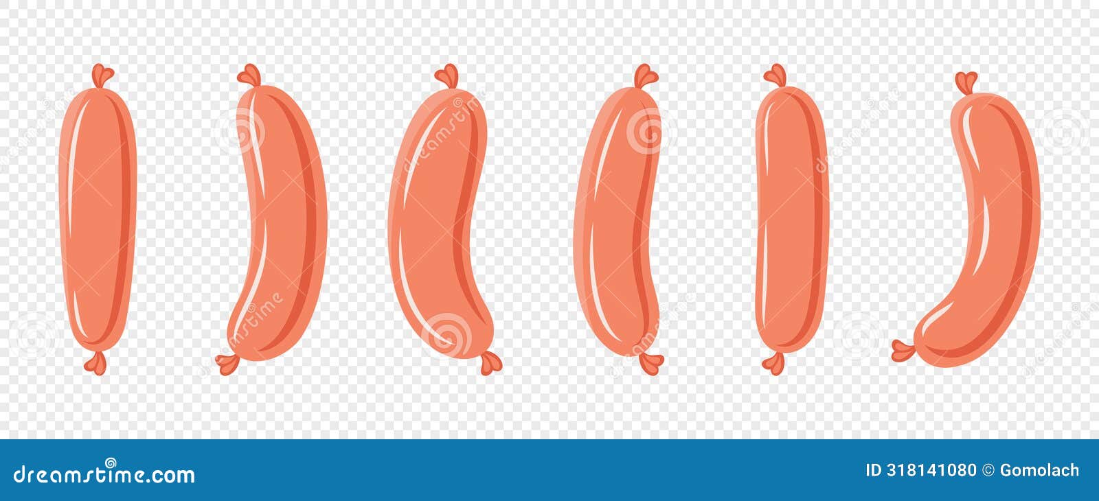 Flat Vector Sausage Icon Set. Cartoon Sausage Icon, Isolated Stock ...