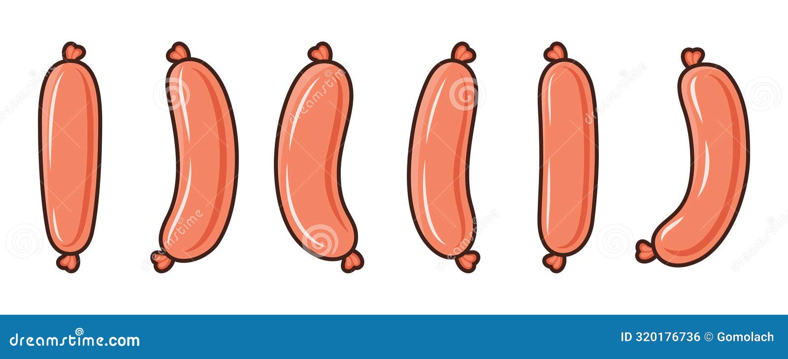 Flat Vector Sausage Icon Set. Cartoon Sausage Icon, Isolated Stock ...