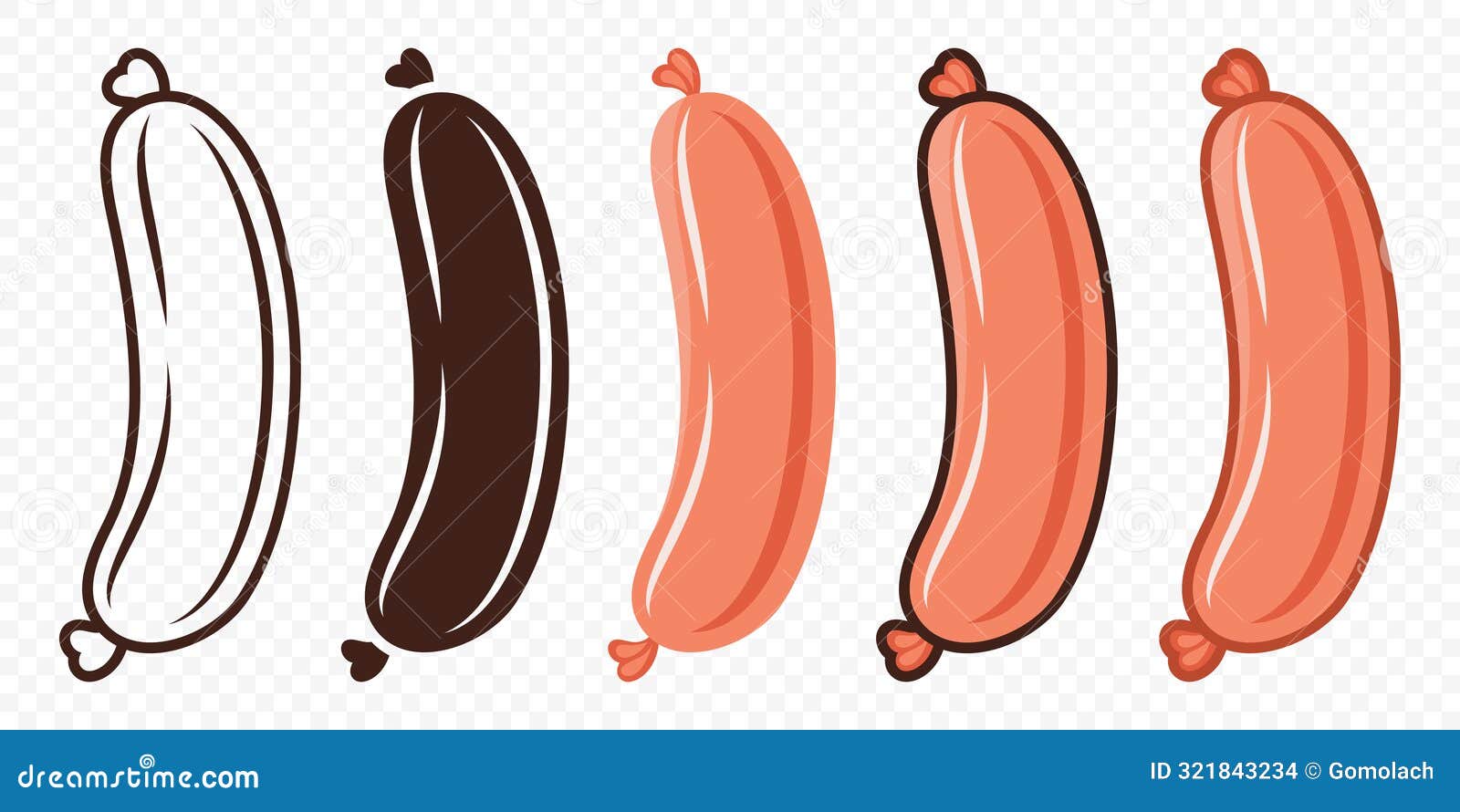 Flat Vector Sausage Icon Set. Cartoon Sausage Icon, Isolated Stock ...