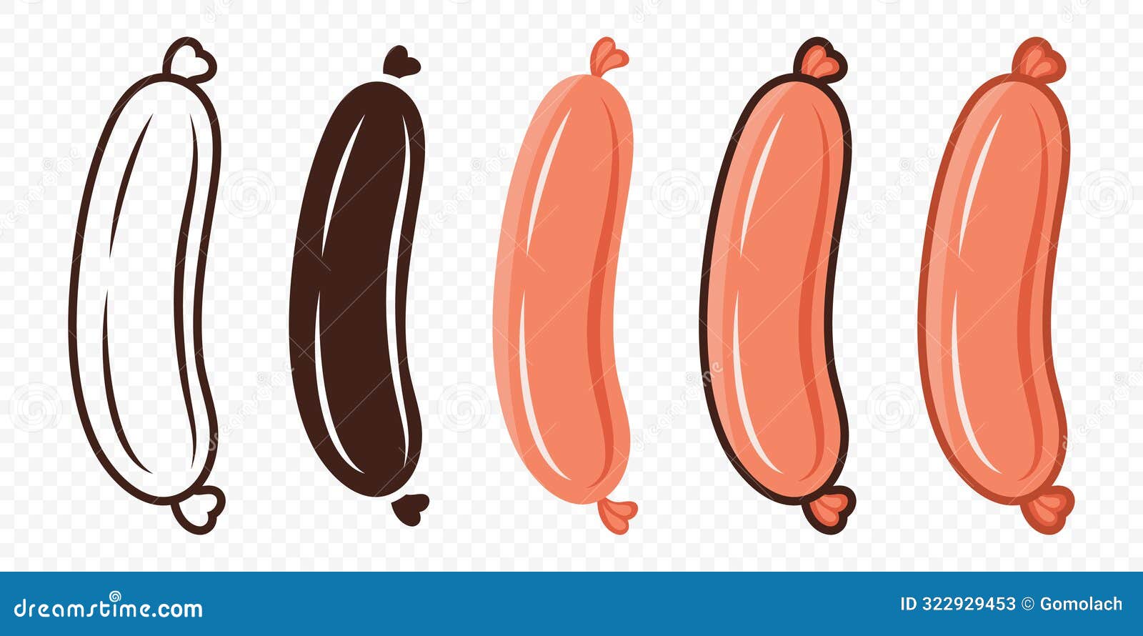 Flat Vector Sausage Icon Set. Cartoon Sausage Icon, Isolated Stock ...