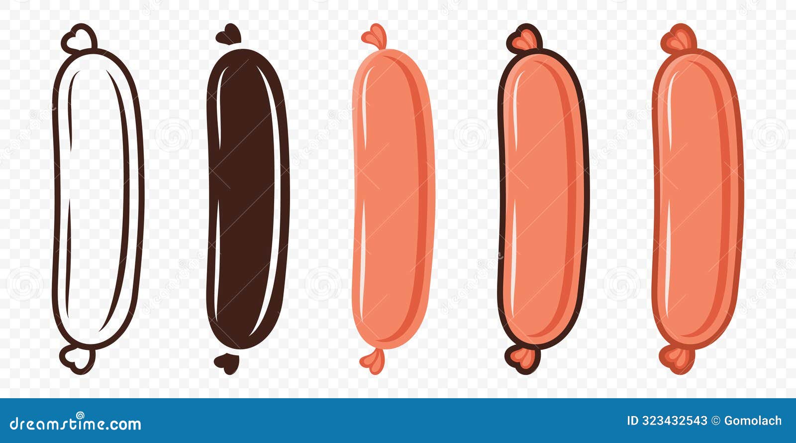 Flat Vector Sausage Icon Set. Cartoon Sausage Icon, Isolated Stock ...