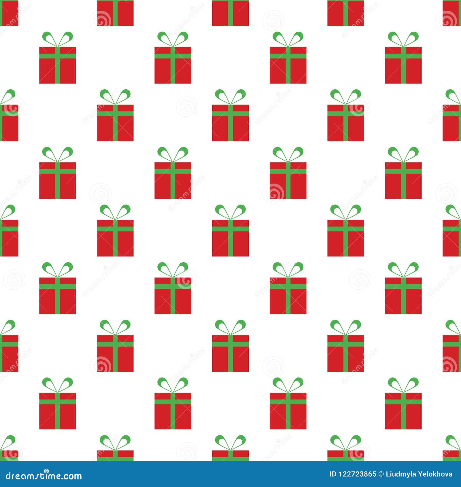 Flat Vector Seamless Pattern with Christmas Gift Box Stock Illustration ...