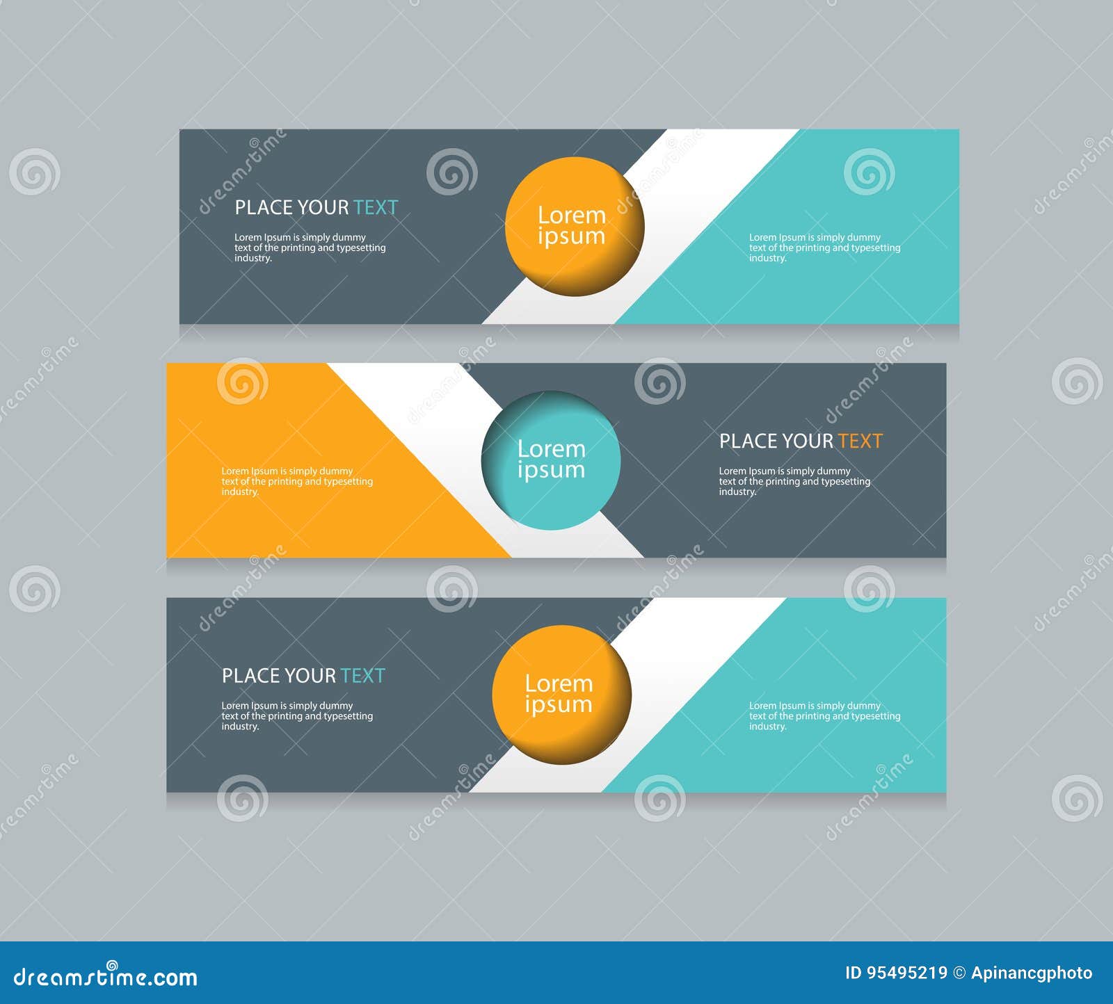 Flat Vector Set Abstract Corporate Business Horizontal Banner Design ...