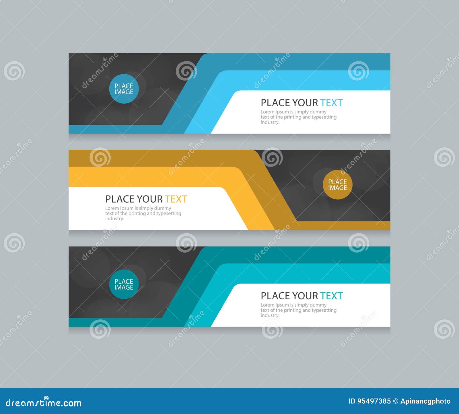 Flat Vector Set Abstract Corporate Business Horizontal Banner Design ...