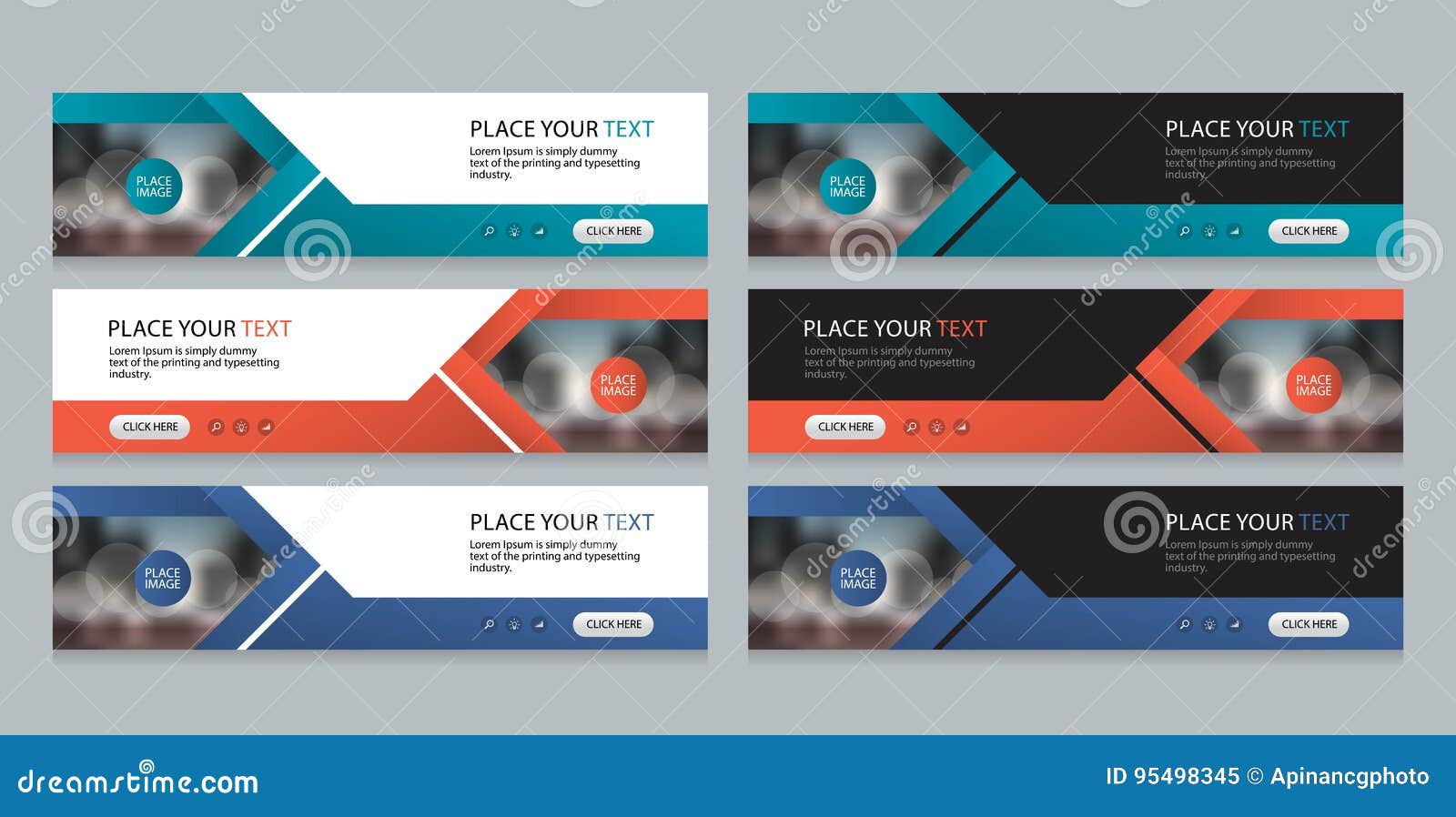 Flat Vector Set Abstract Corporate Business Horizontal Banner Design ...