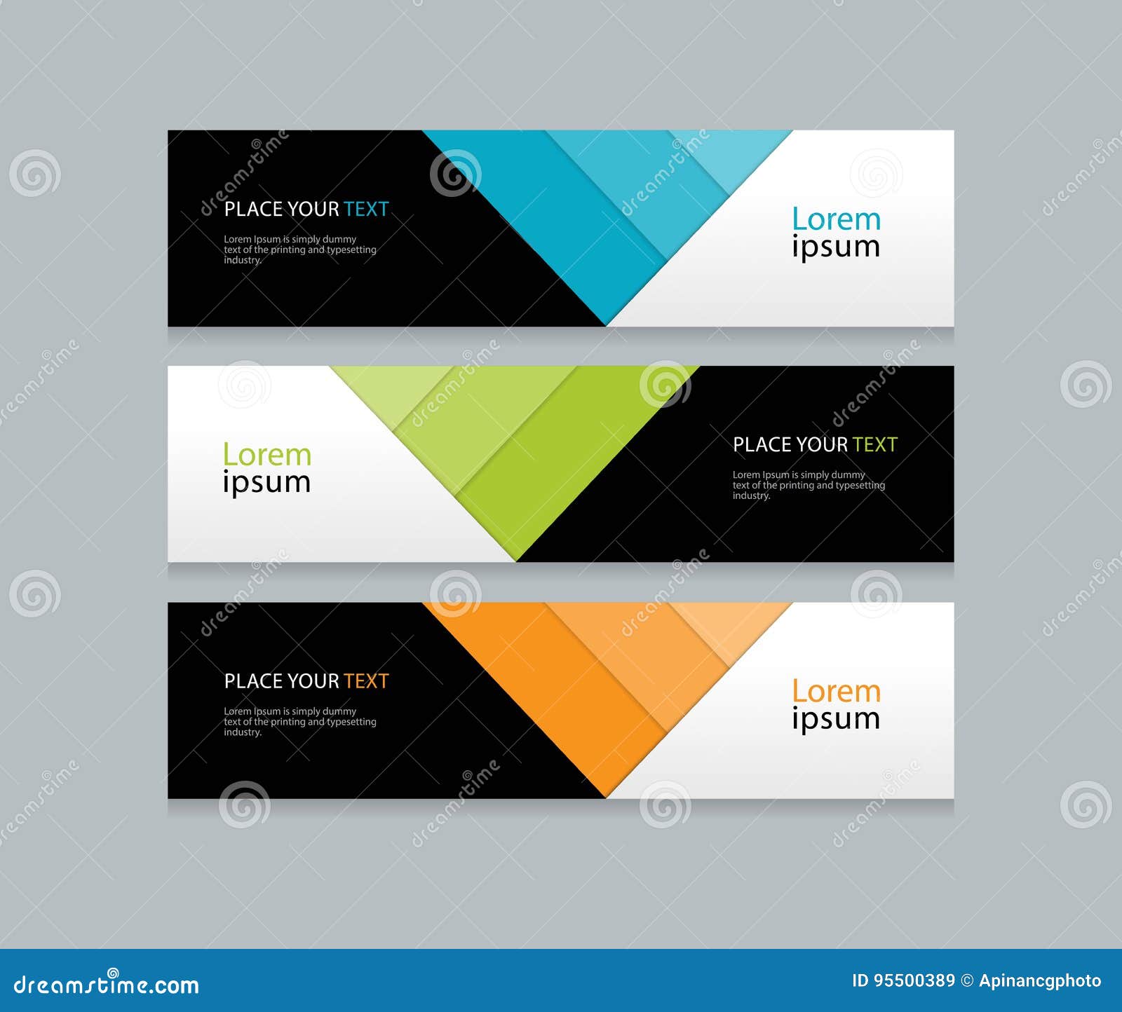 Flat Vector Set Abstract Corporate Business Horizontal Banner Design ...